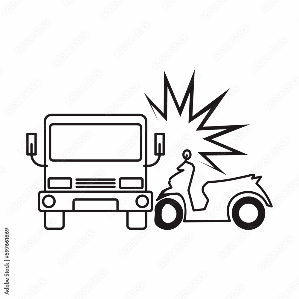 Road safety accident vector illustration. Motorcycle hit the side of ...