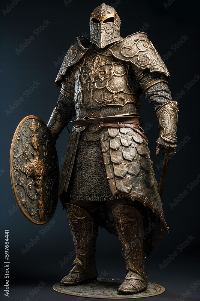 Ilustracja Stock: Fantasy King's Armor. Generative AI. A digital ...