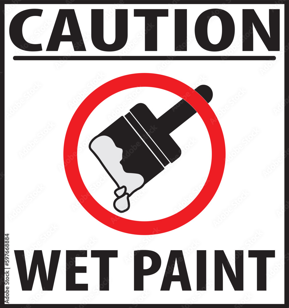 Wet paint warning notice sign vector eps Stock Vector | Adobe Stock