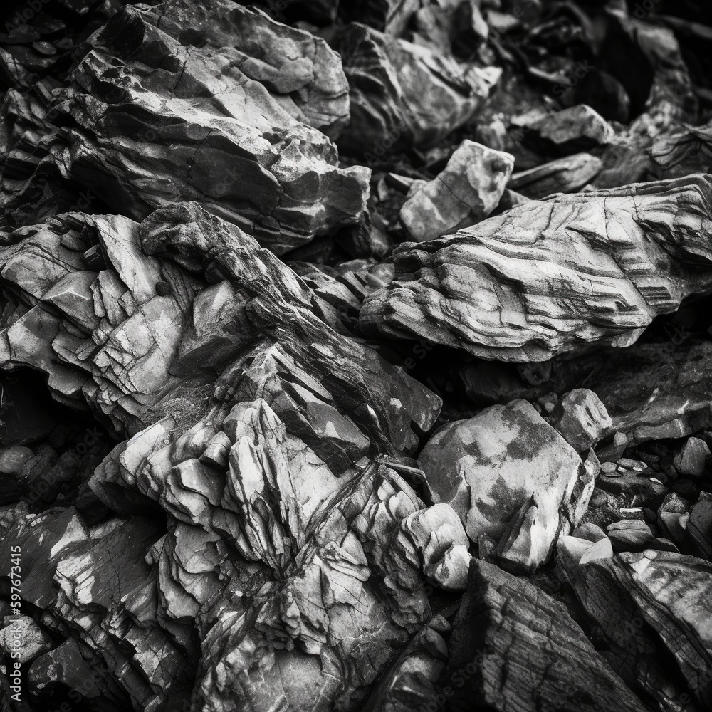 Huge fissures and layers split this aged, ragged cliff face. Background ...