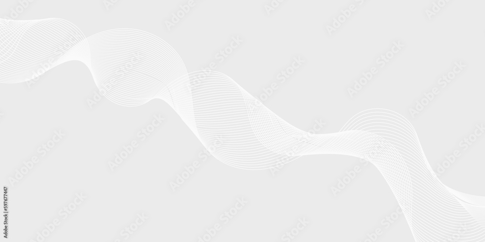 Vecteur Stock Gray and white abstract background with flowing particles. Digital future ...