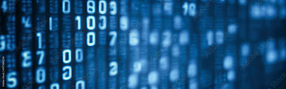 Blue Digital Binary Data Code On Screen Abstract Tech Binary Code Background In Color Blue