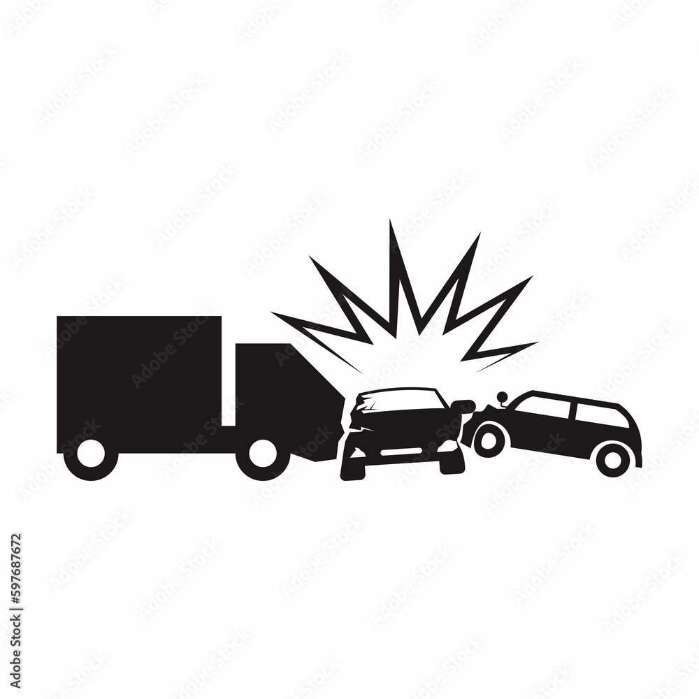 Road safety accident sign and symbol vector illustration. Car crash ...