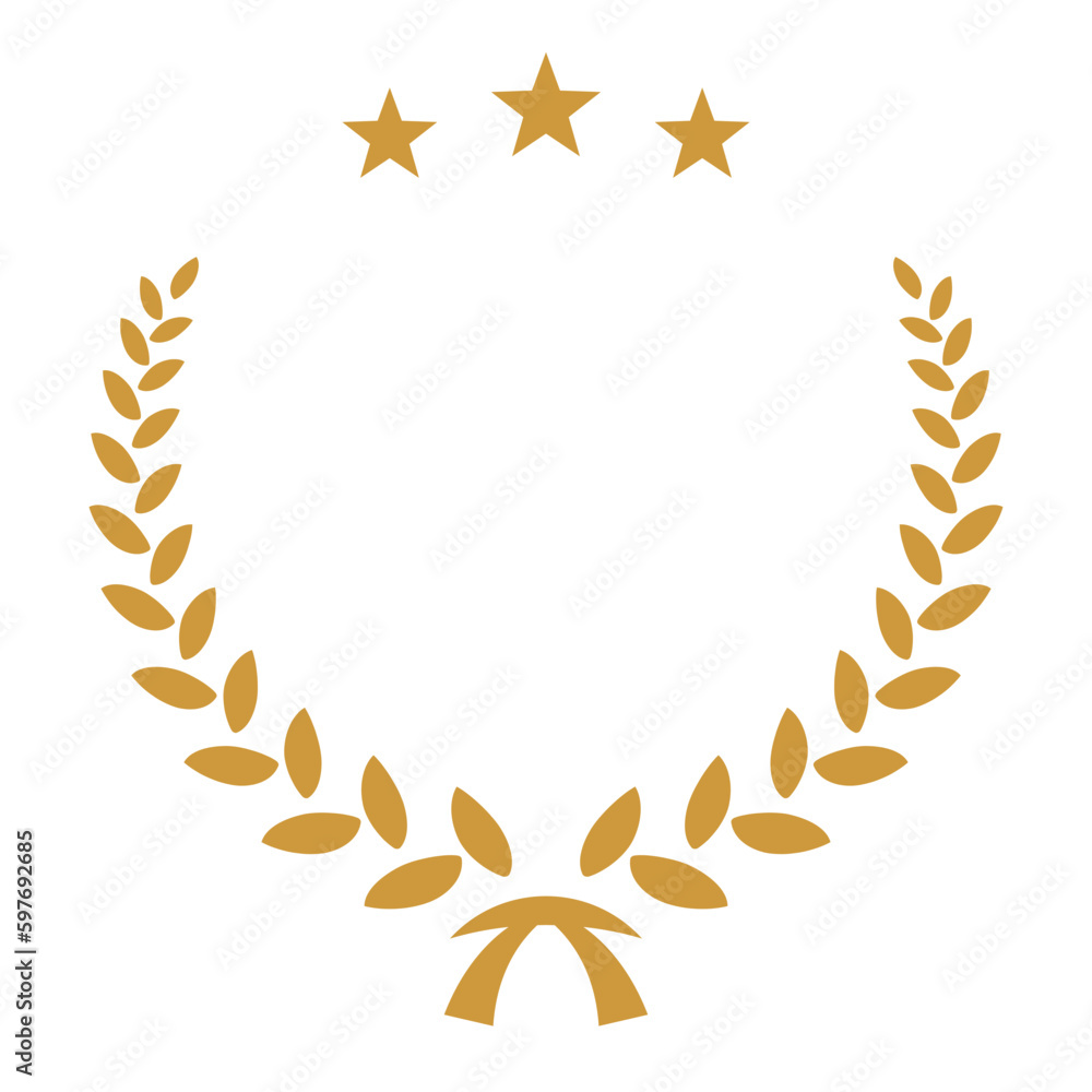 Yellow laurel wreath with stars icon vector illustration. Winner award ...