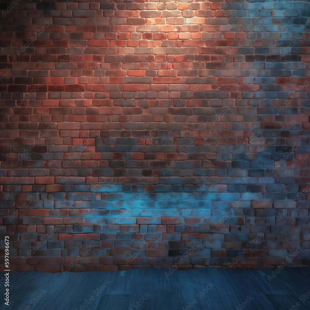Hyper Detailed Brick Wall blue and red Environment. Generative ai Stock ...