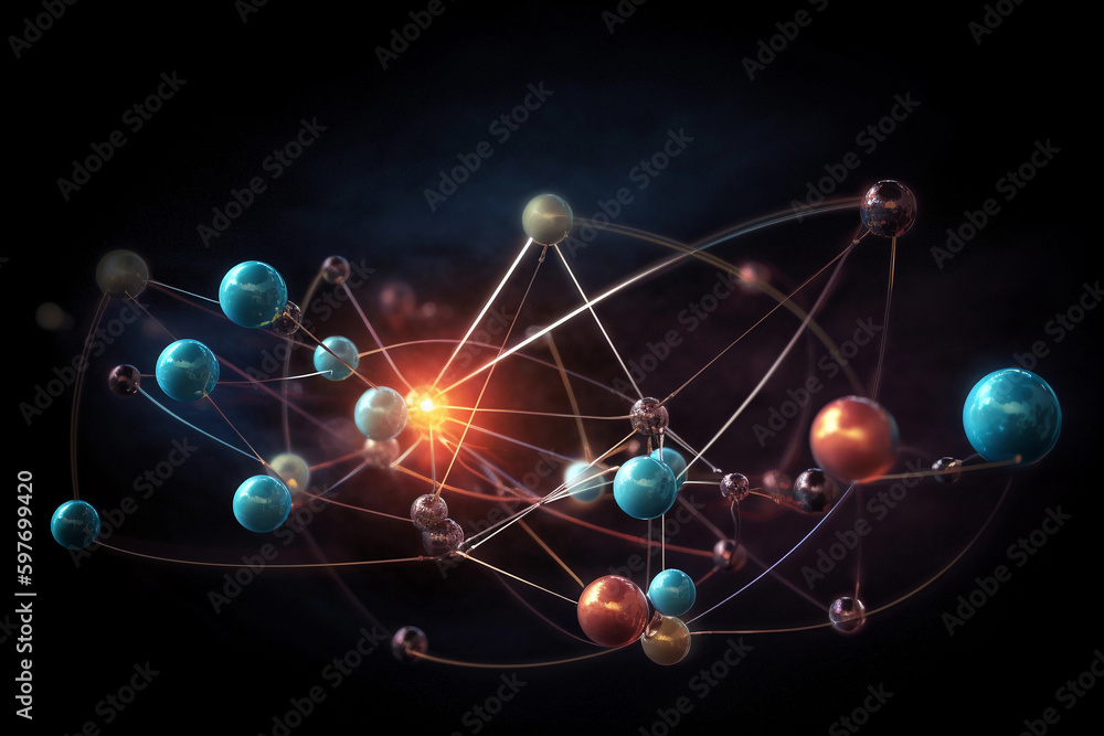 Atoms and molecules. Model of atoms. AI Generated Stock-Illustration ...