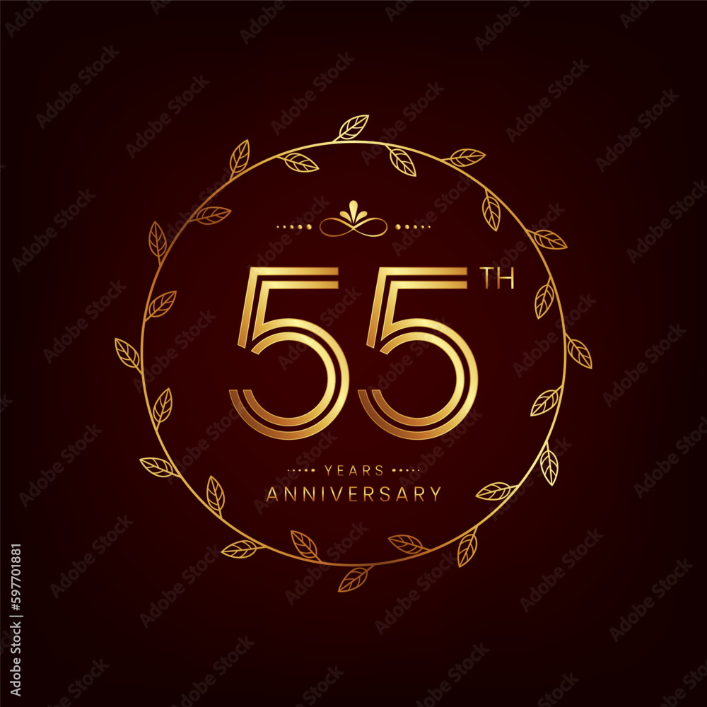 55th anniversary logo with golden number for celebration event ...