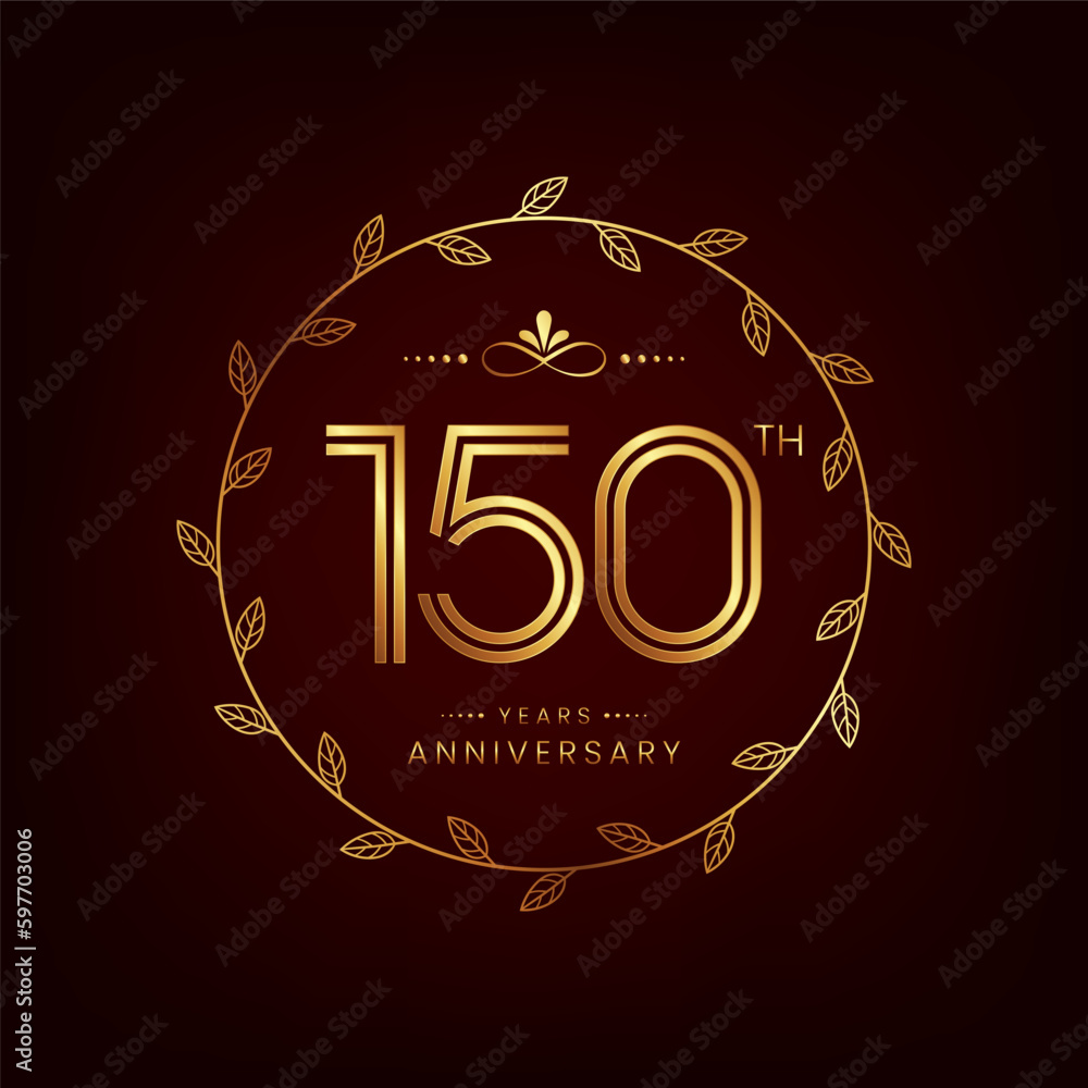 150th anniversary logo with golden number for celebration event ...