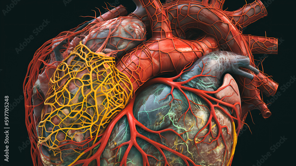Foto de heart tissue under the microscope, revealing damaged or ...