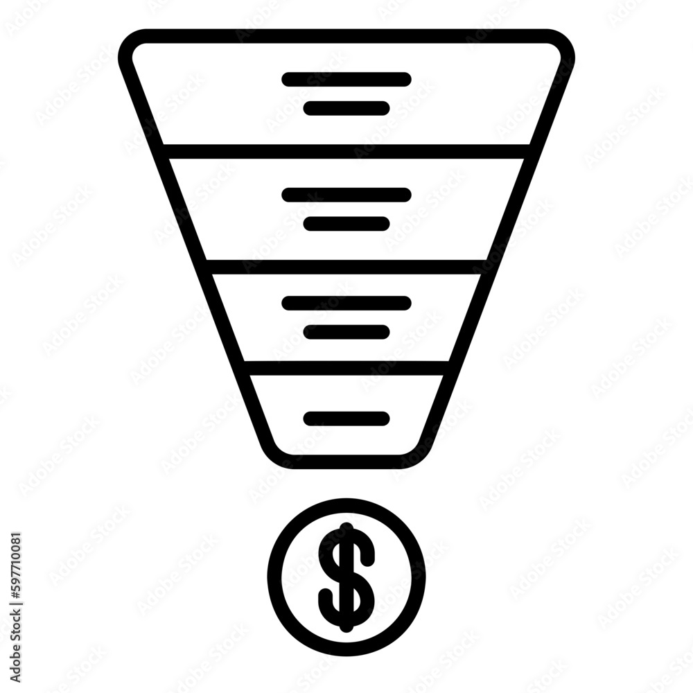 Marketing funnel icon to illustrate advertising comparison and ...
