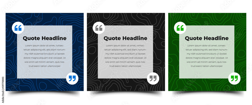 Set of Editable quote social media template design. Square banner with ...