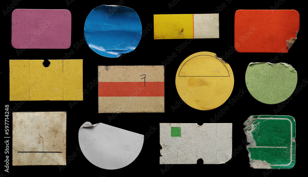 collection of blank old sticker, label, price tag template for mockup ...