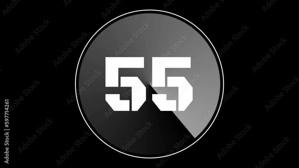 1 Minute Countdown Timer Animation With Radar Sweep Effect In Black