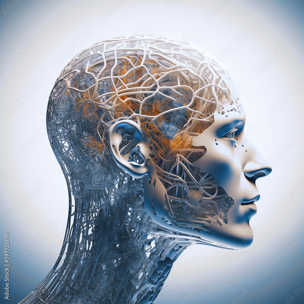 Artificial intelligence concept. Machine learning and cyber mind ...