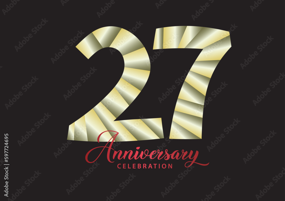 27 year anniversary celebration logotype vector, 27 number design, 27th ...