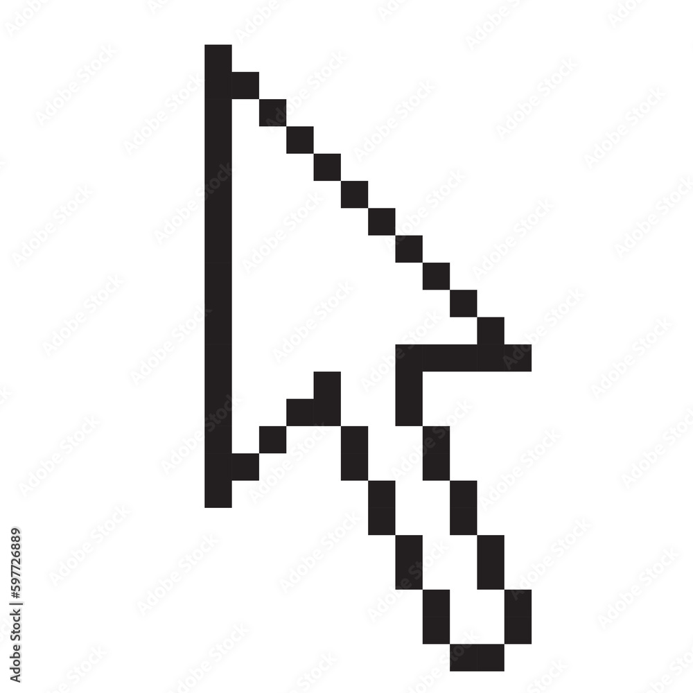 Pixel mouse cursor on white transparent background, Vector illustration ...