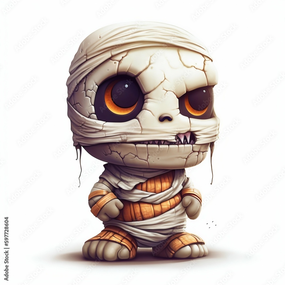Cute and Funny Cartoon Mummy Character Isolated on White Background ...