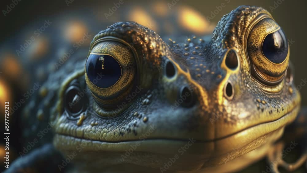A closer look of the big eyed frog with the bumps on the skin AI ...