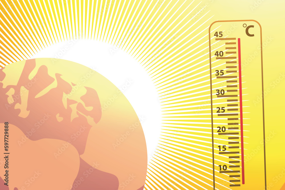 Hot sun heat wave. Climate change. Global warming. High temperature ...