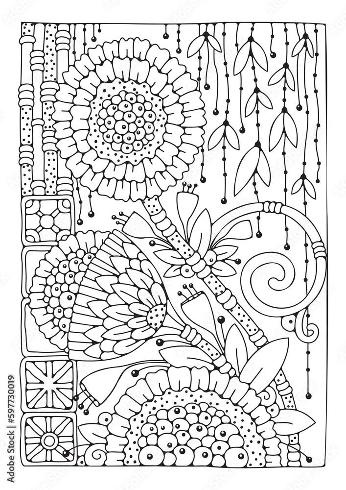 Art therapy. Illustration for coloring. Background with abstract ...