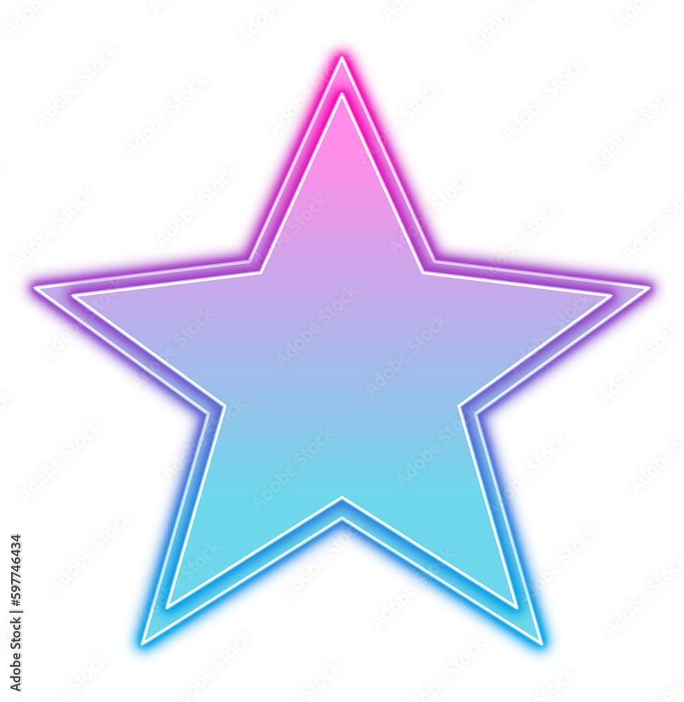 Transparent neon glowing star design element Stock Illustration | Adobe ...
