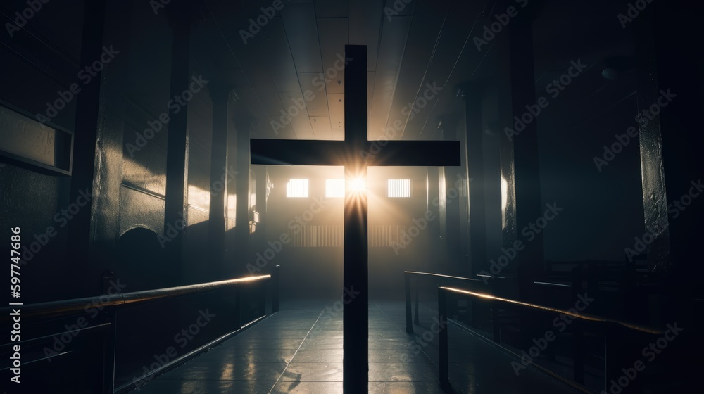 Radiant Light Behind Cross, Spiritual Symbol, Divine Illumination ...