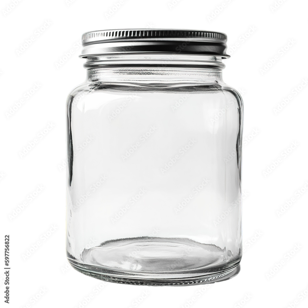ภาพประกอบสต็อก closeup of glass jar isolated on transparent background ...