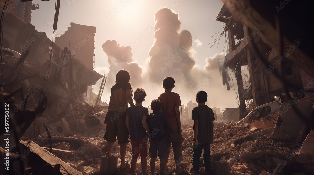 Children witness the chaotic and brutal reality of war, Generative AI ...
