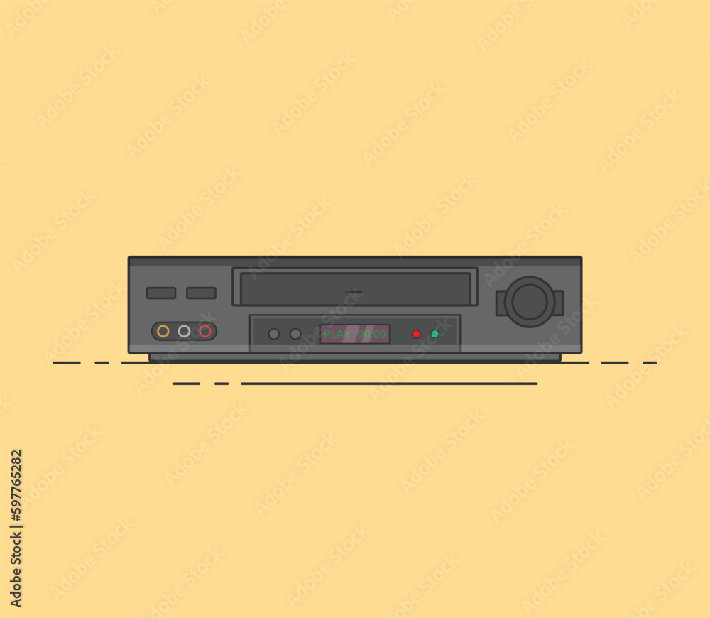 retro vintage vcr vhs player minimalist illustration flat vector 90s ...