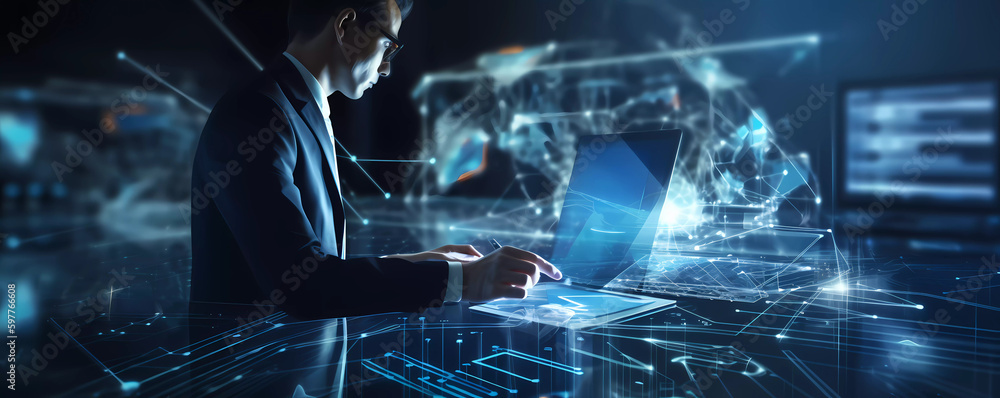Digital technology, internet network connection, big data, digital ...