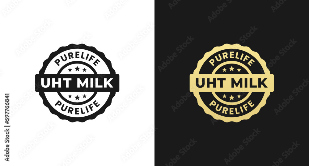 UHT Milk Label or UHT Milk Stamp Vector Isolated in Flat Style. Best ...