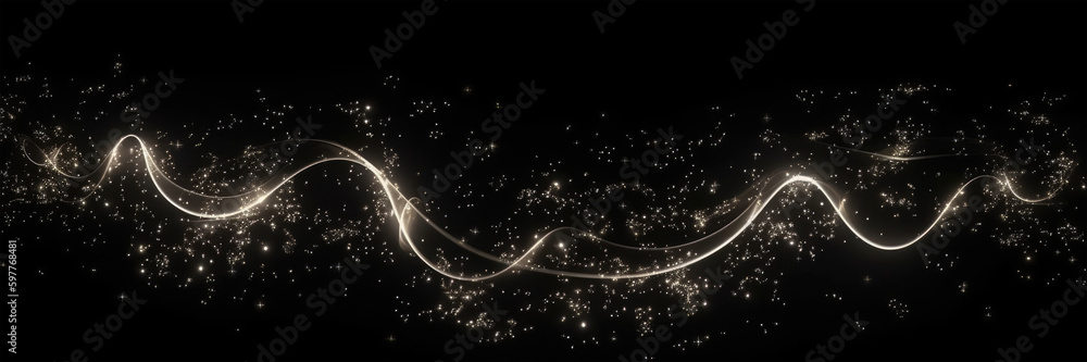 Overlay moving magic on a black background. Gray glitter smoke ...