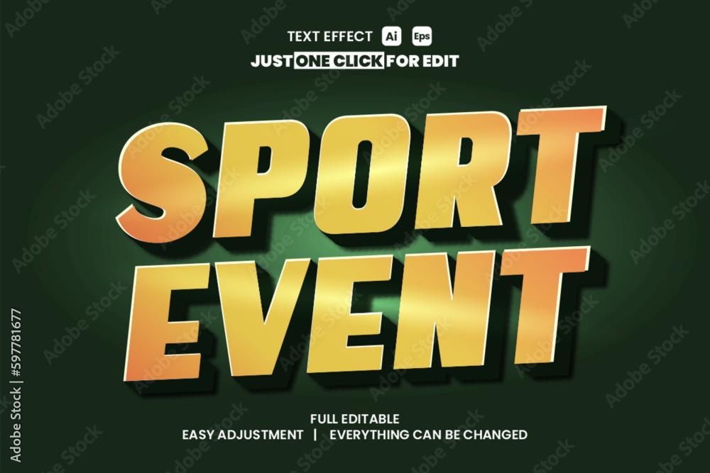Vector sport event day text effect, editable modern easy to edit ...
