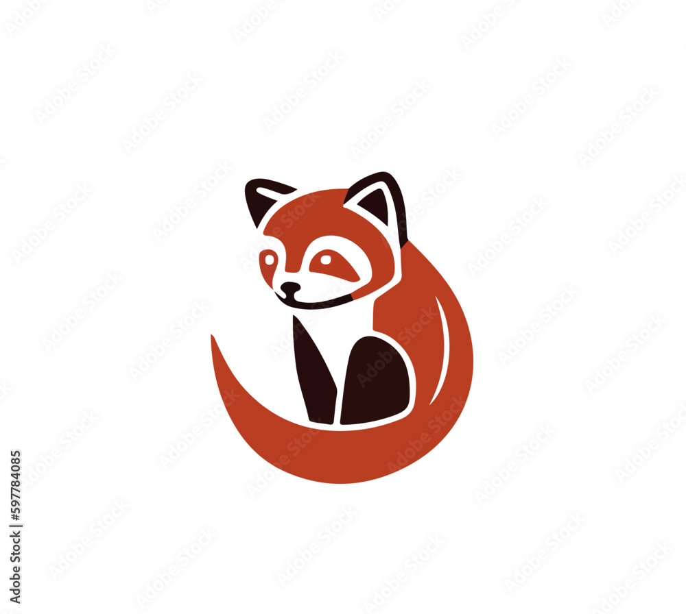 Flat vector illustration of red panda for logos, icons or print Stock ...