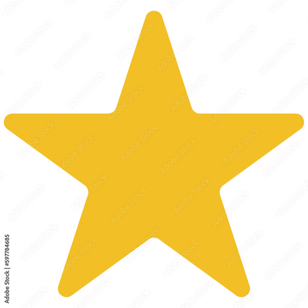 Gold star icon, yellow color curved corner cute flat style rank, rating ...