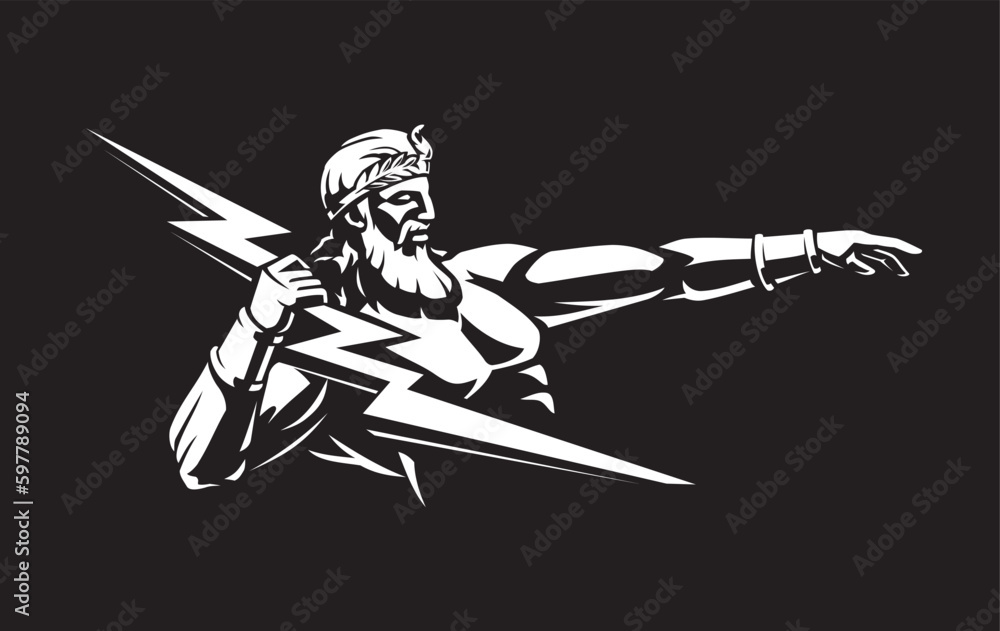 Zeus Charging Lightning Bolt, Greek God Design Stock Vector | Adobe Stock