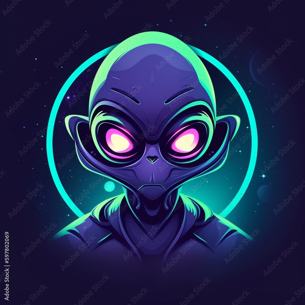 Cartoon alien logo for a gaming brand Generative AI Stock Illustration ...