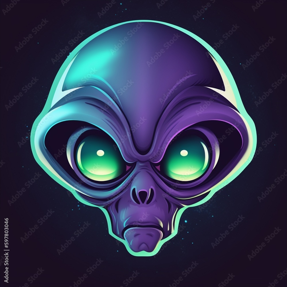 Cartoon alien logo for a gaming brand Generative AI Stock Illustration ...
