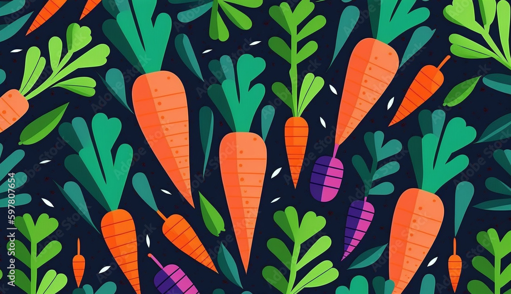 Carrot pattern use bold, contrasting colors pop design. Generative AI ...