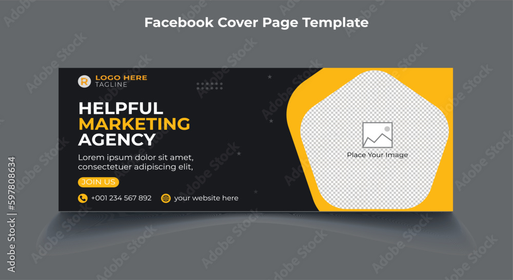 Facebook cover page design template. Stock Vector | Adobe Stock