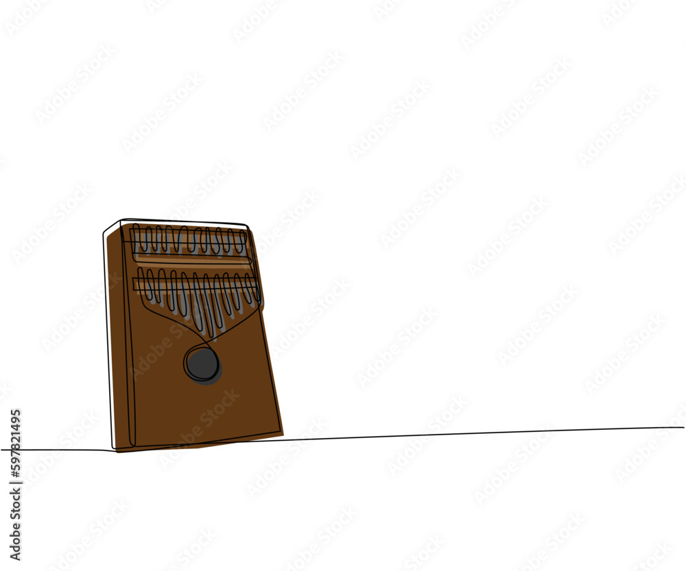Kalimba one line color art. Continuous line drawing of kalimba, mbira ...
