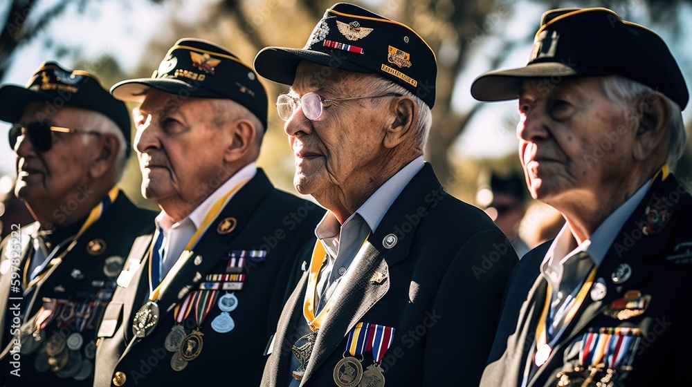 A Group Of Veterans Wearing Their Military Uniforms And Medals A Group Of Veterans Wearing Their Military Uniforms And Medals