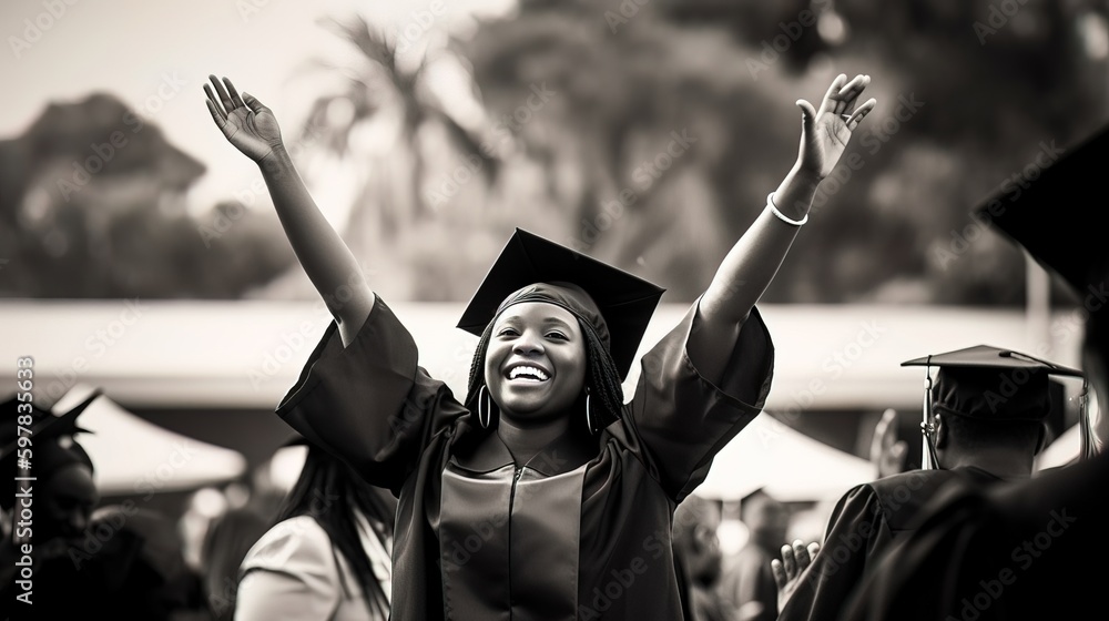 Diverse group of university graduates celebrating their graduation day ...