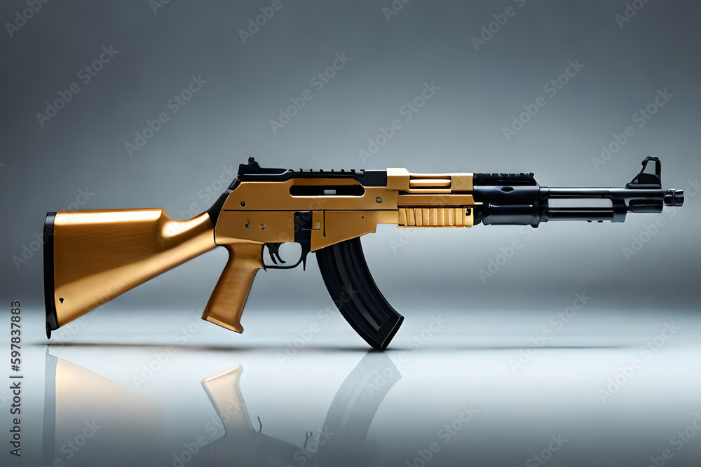 custom golden AK47 Kalashnikov concept , AI render ilustração do Stock ...