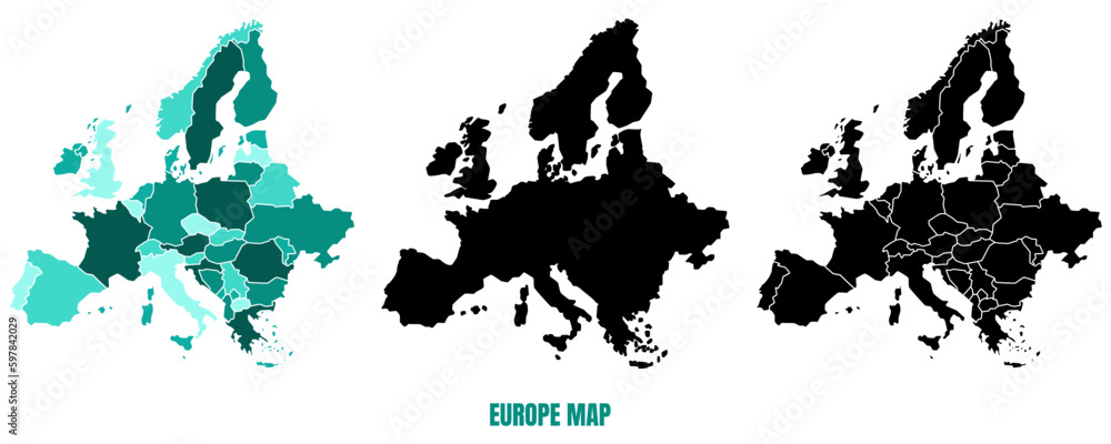 Europe map icon. Europe country map sign. Nation map silhouette icon ...