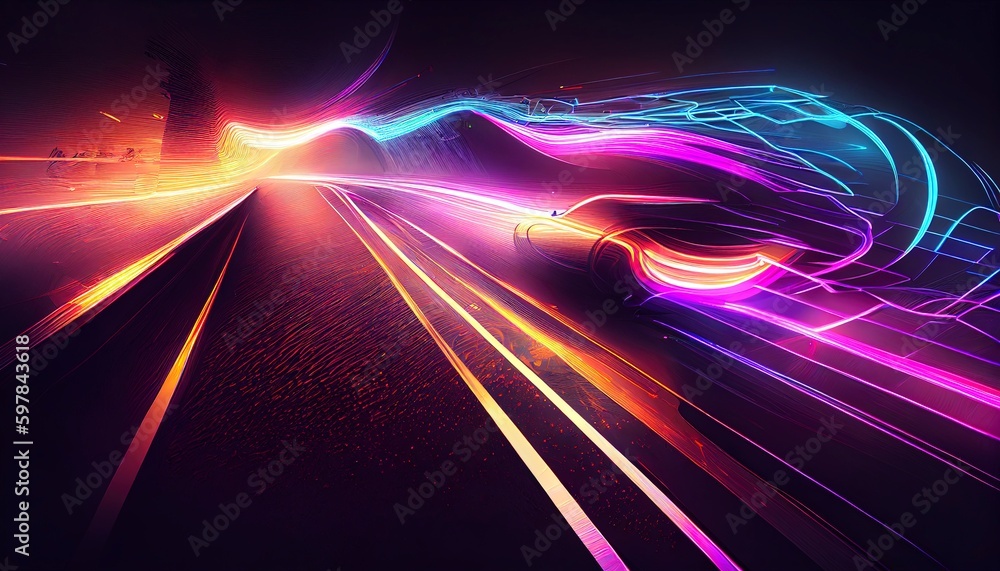 Epic Neon Lighting Abstract Image Dazzling Visuals, Striking Colors ...