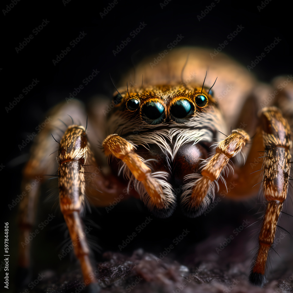 Cute fluffy spider with big eyes. High quality macro photocreated with ...