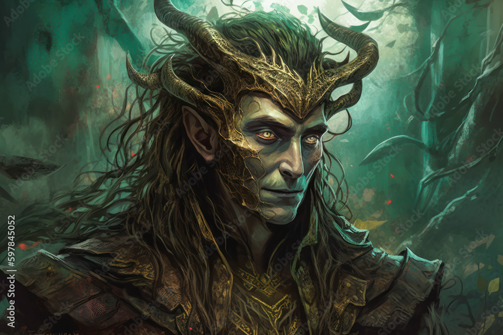 Enigmatic Loki - Norse Trickster God in Grotesque Fantasy Illustration ...