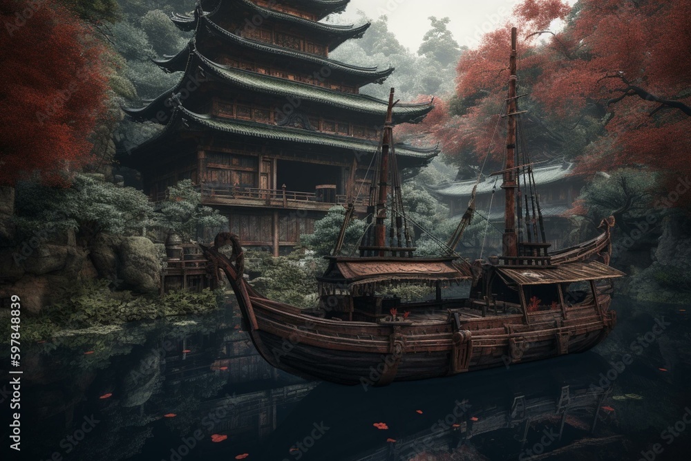 Description of Ukiyo, a floating world in ancient Japan. Generative AI ...
