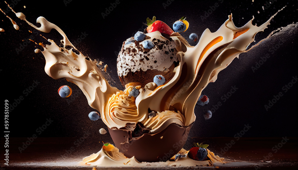 Coffee Beens Exploding Over Cappuccino Cup on Foody Themed Background ...